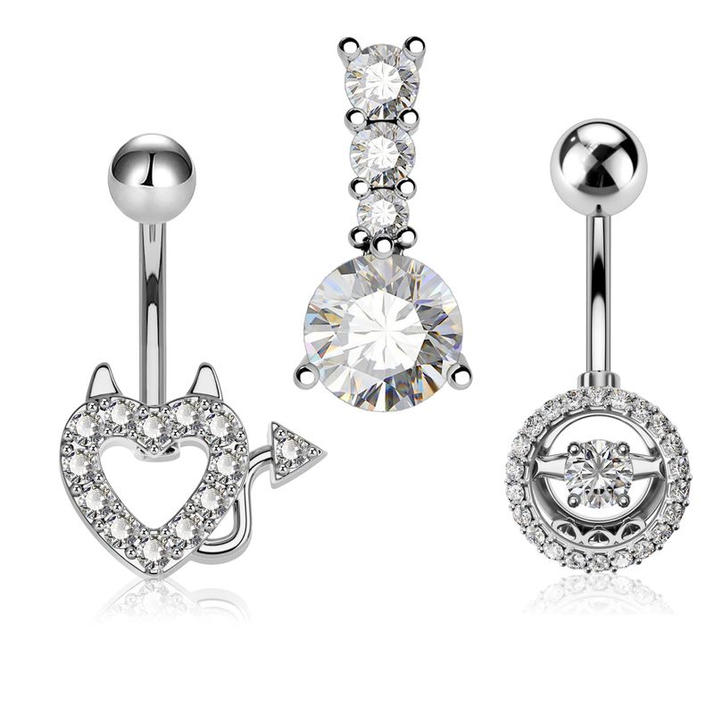 Melighting 14G Reverse Belly Button Ring 3pcs Navel Piercing Jewellery ...
