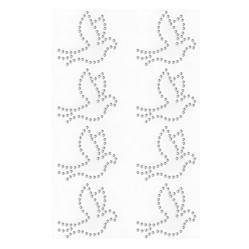 Oblique Unique Doves Stickers Rhinestone Stones Stickers Silver for ...