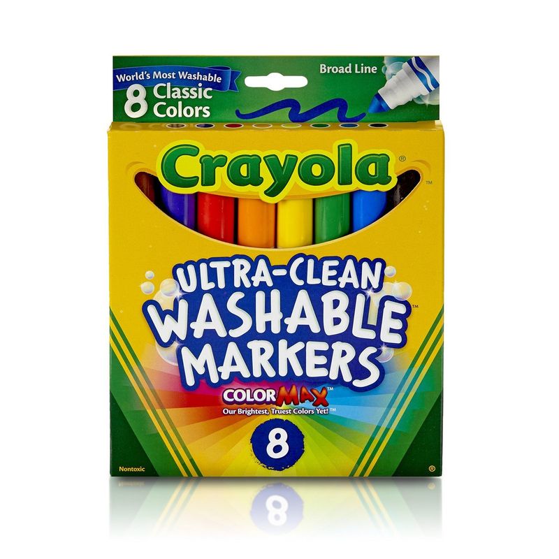 Crayola Washable Marker, Classic Colors, 8 Colors, Water Drop Pen, Wide ...