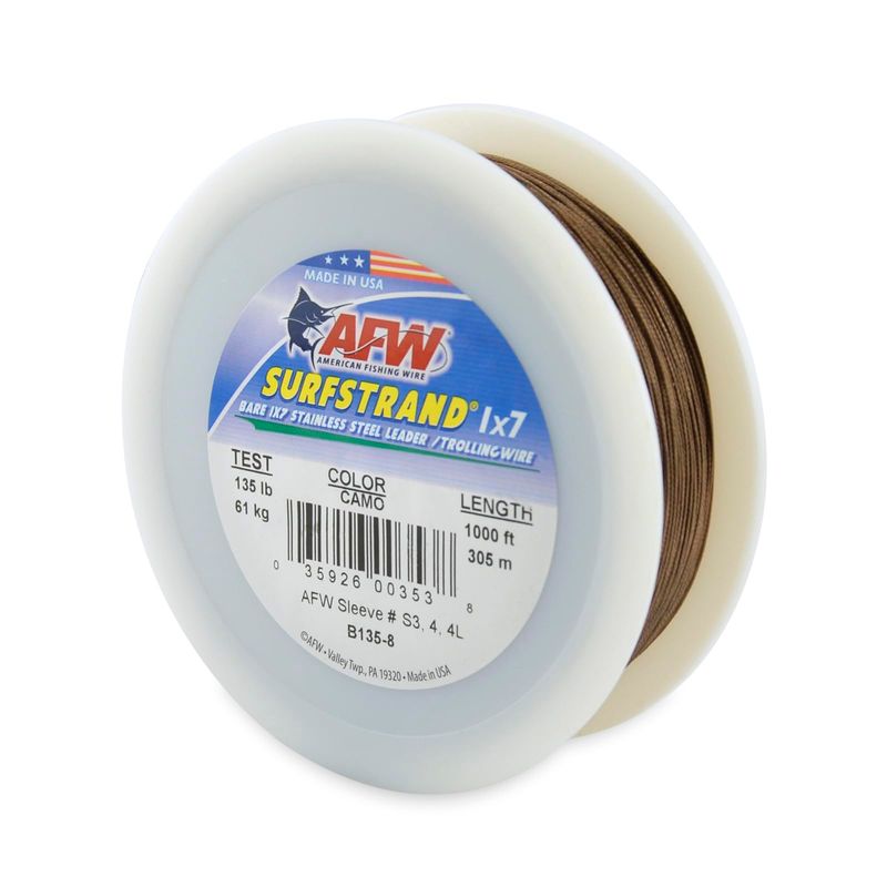 American Fishing Wire Surfstrand, Bare 1x7 Stainless Steel Leader Wire ...