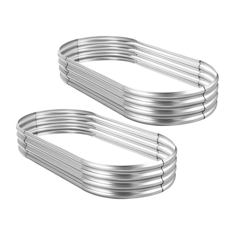 Land Guard 2Pcs Galvanized Raised Garden Bed Kit, Galvanized Planter ...