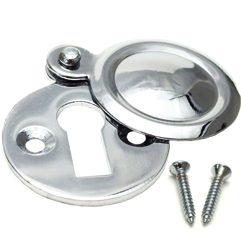 Chrome Covered Key Escutcheon - Round Front Main Door Keyhole - Plate ...
