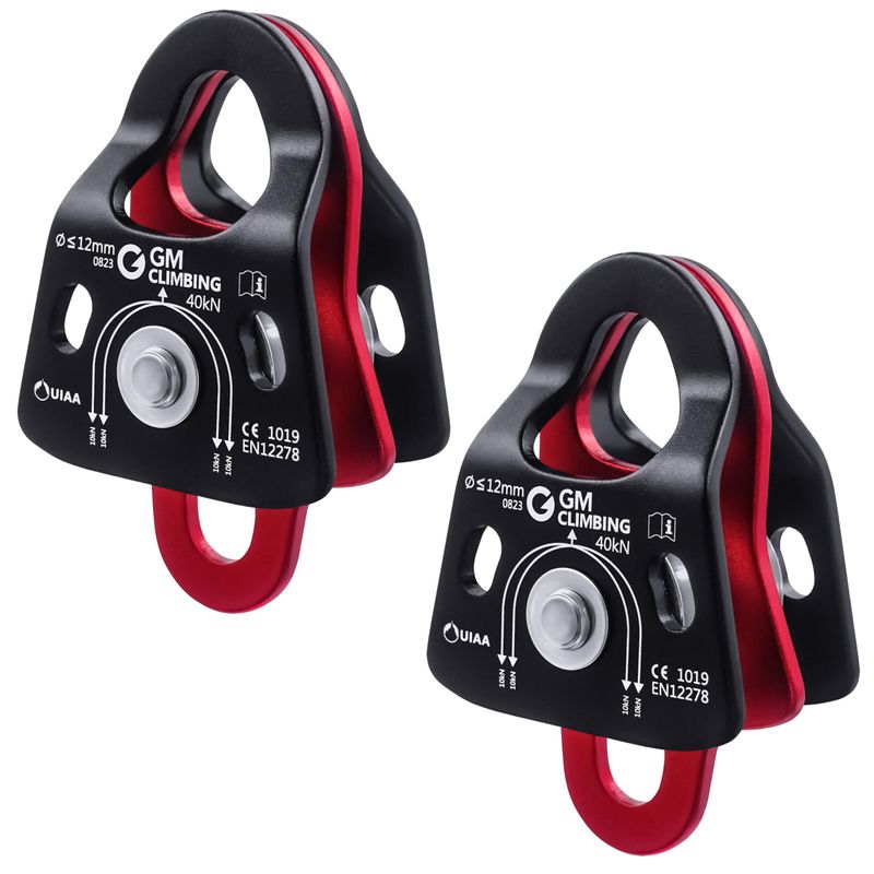GM CLIMBING 40kN Micro Double Pulley Prusik Minding Ball Bearing UIAA ...
