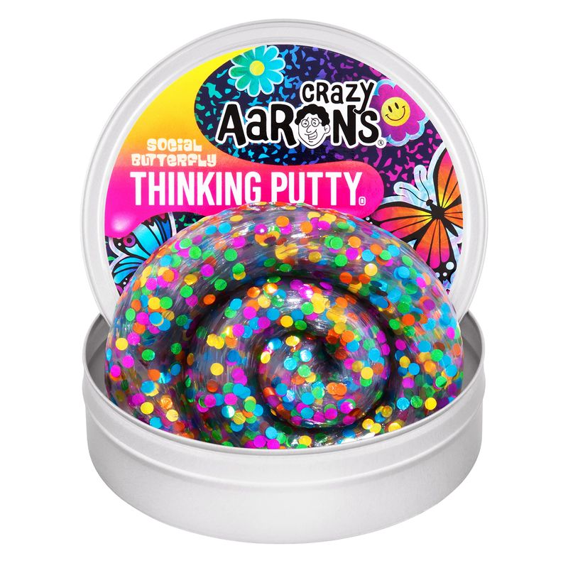 Crazy Aaron's Social Butterfly Thinking Putty® - 4" Tin See-Through Putty, Soft Texture Thinking ...