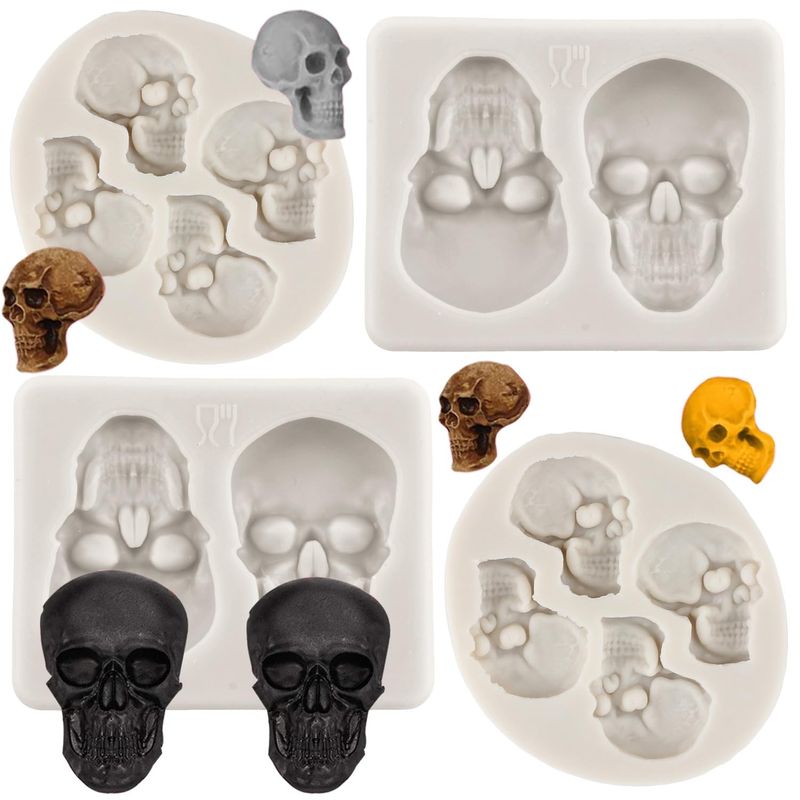 MYPRACS Halloween Skulls Silicone Mould Skeleton Head Fondant Moulds ...