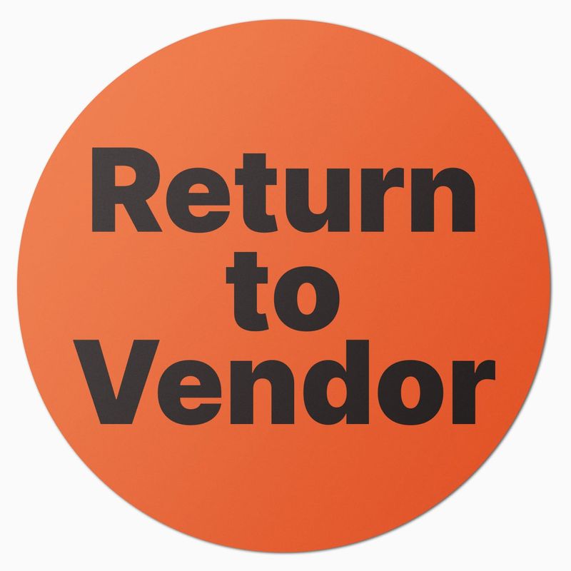 Return-to-Vendor Labels (1.5 inch, Circle Dot - 300 Labels) Clear ...