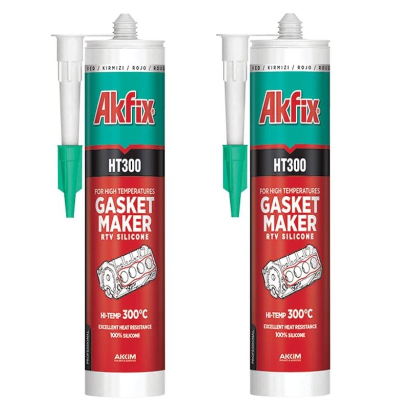 Akfix HT300 High Temp Silicone Gasket Maker (2x10.1 fl.oz.) - Red RTV ...