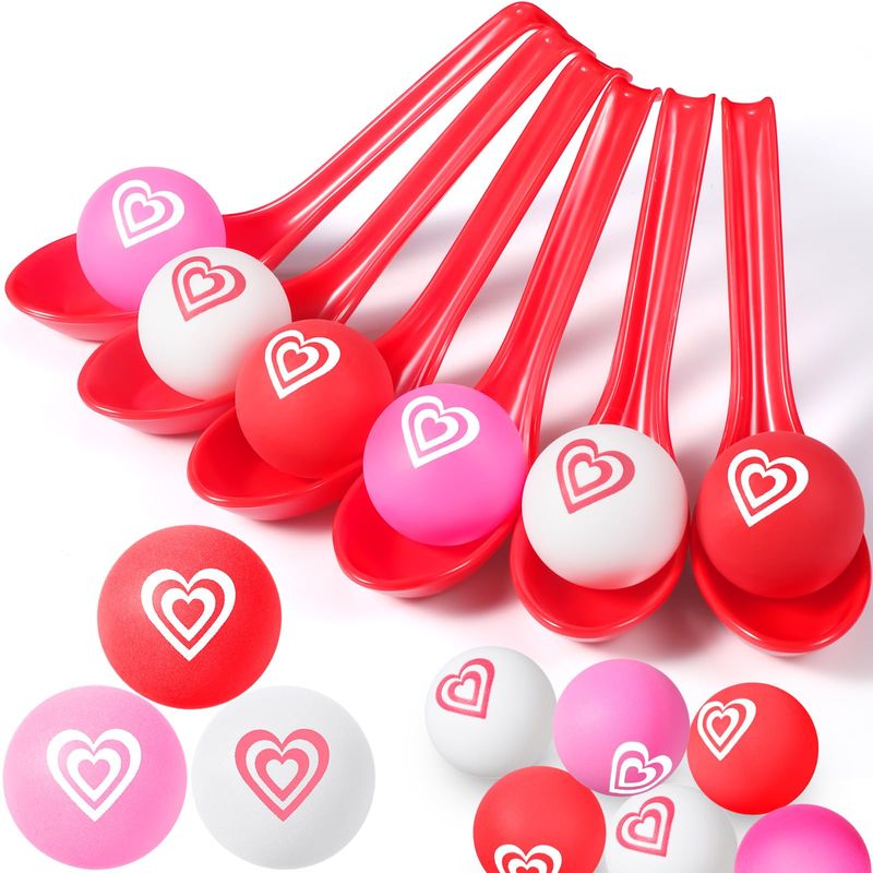 PullCrease 24 Pack Valentine Spoon Relay Race Toy Set for Kids Adults ...