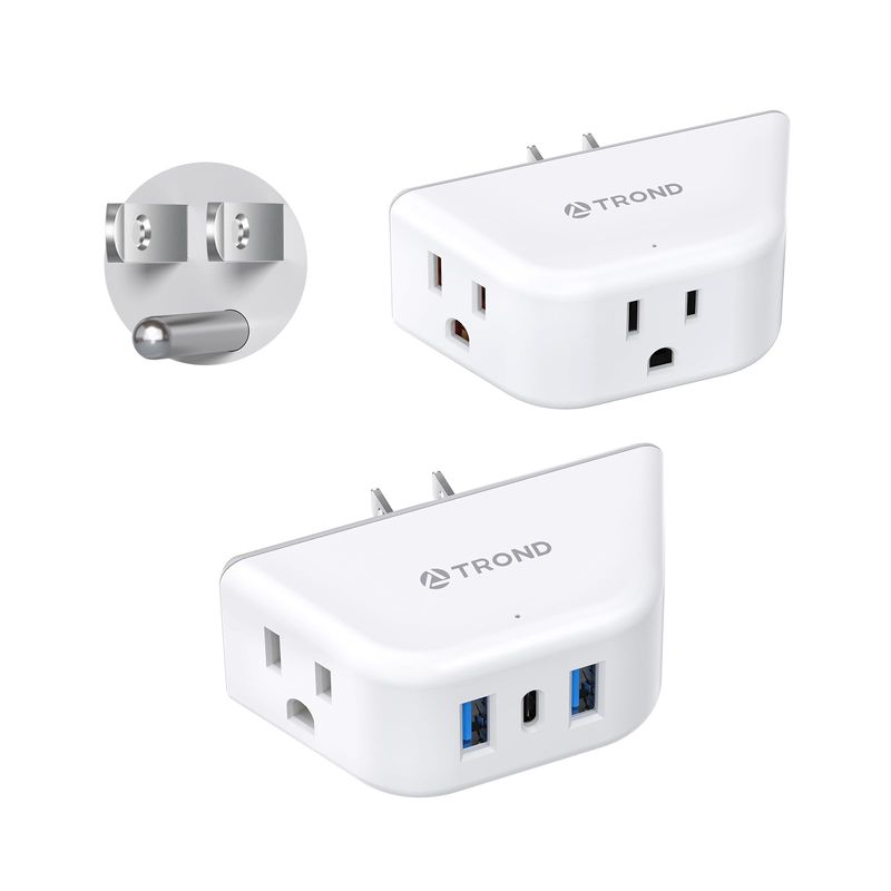 TROND Multi Plug Outlet Extender with USB - 2 Pack Wall Splitter, 3 Way ...