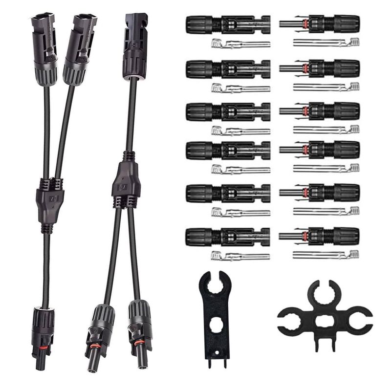 QeeHeng Solar Connectors Y Branch Parallel Adapter kits with 6 Pairs ...