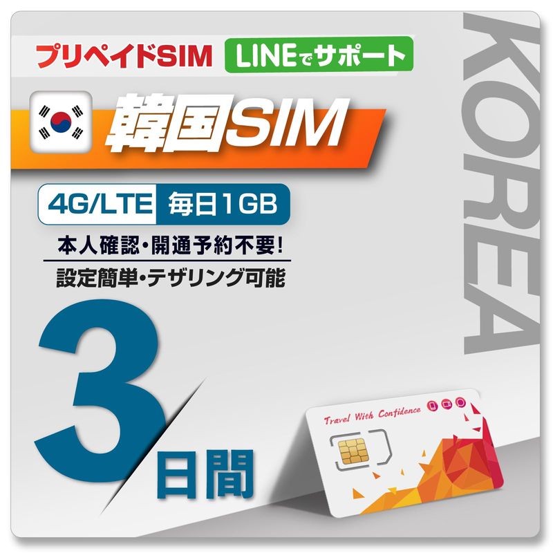 Korean SIM Card, 3 Days, 1 GB Every Day, High Speed Data Communication, No Opening Procedures ...