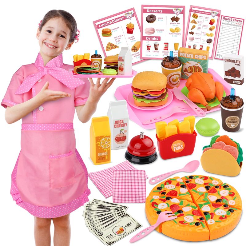 Restaurant Playsets for Kids - Waitress Role Play Costume Set for Girls ...