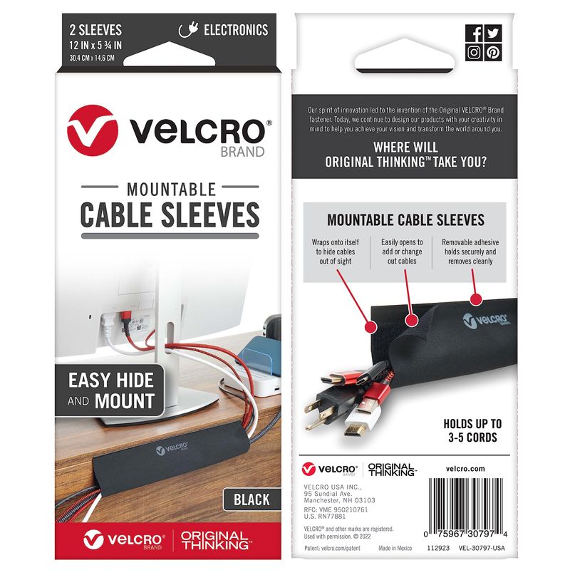 VELCRO Brand | Mountable Cable Sleeves Roll | Cable Tidy | Perfect Desk ...