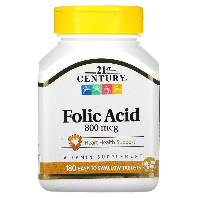 Folic Acid, 800 mcg, 180 Easy to Swallow Tablets - Online Marketplace ...