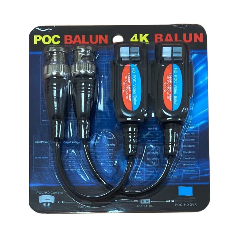 Kits Pair of 4k BNC balun with Push Fit Connection Power Over Coax CCTV 8MP 4K HD Video Balun ...