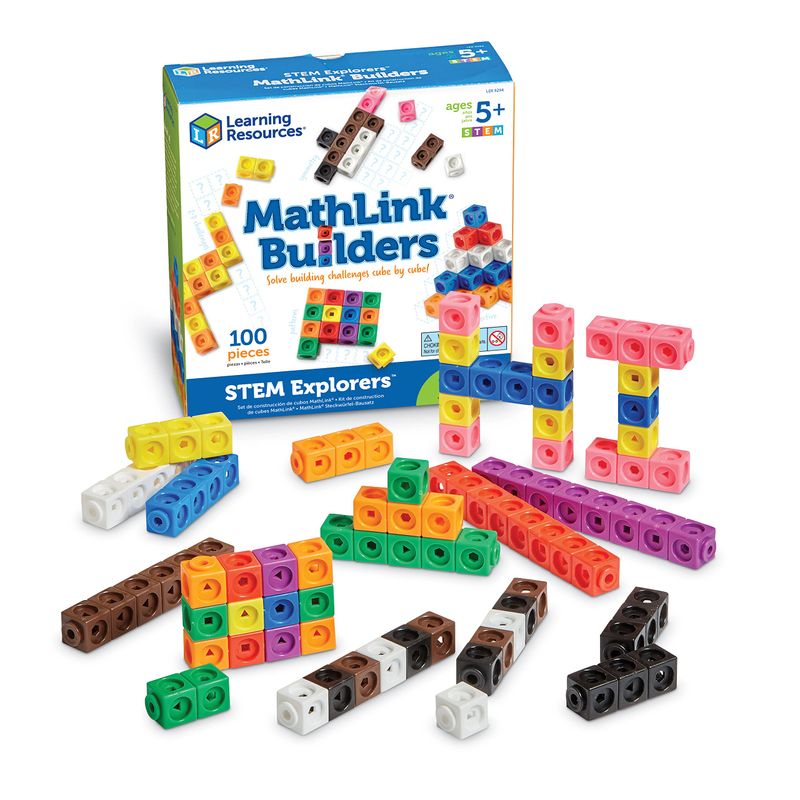 Learning Resources STEM Explorers MathLink Builders - 100 Pieces, Ages 5+, Kindergarten STEM ...
