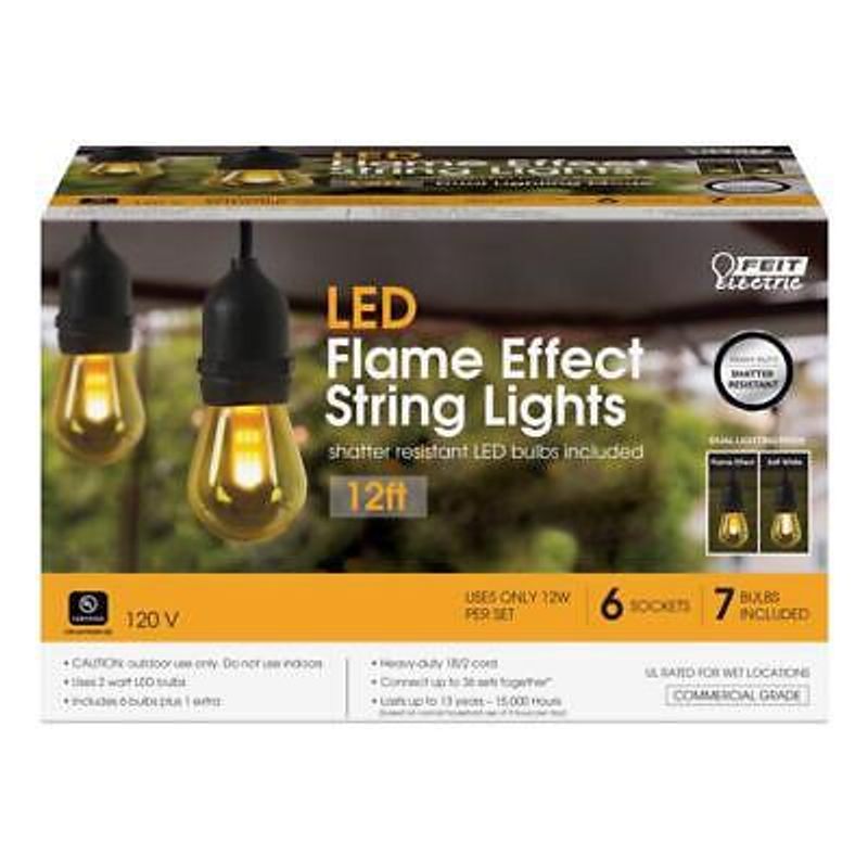 Feit Electric LED Flame Bulb String Lights Amber 6 lights - Online ...