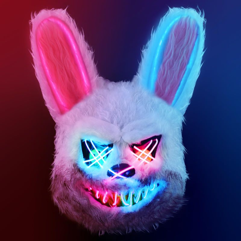 ZONESTA Purge Mask Light Up,LED Scary Furry Bunny Mask Bloody Plush ...