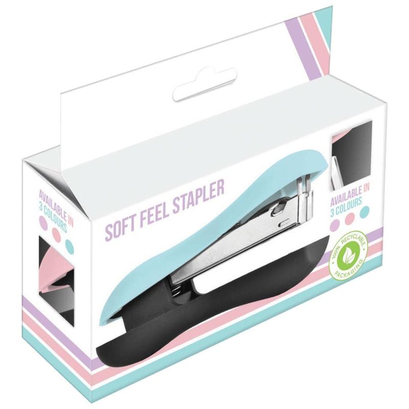 Pastel Colour Half Strip Soft Feel Stapler Blue/Pink/Purple Office Desk ...