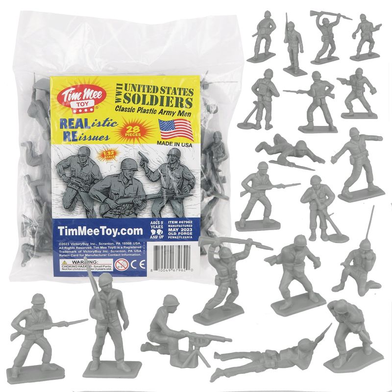 Tim Mee Toy Plastic Army Men - 28pc Gray WW2 Soldier Figures - Made in ...