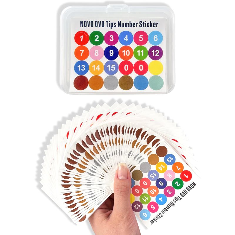 NOVO OVO Nail Tips Number Stickers 24 Colorful Small Number Labels with ...