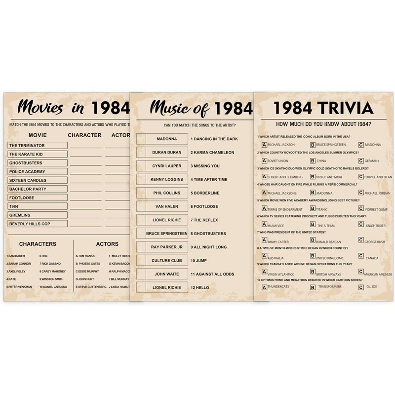 40th Birthday Party Games, Set of 3 Activities for 10 Guests, Born in ...