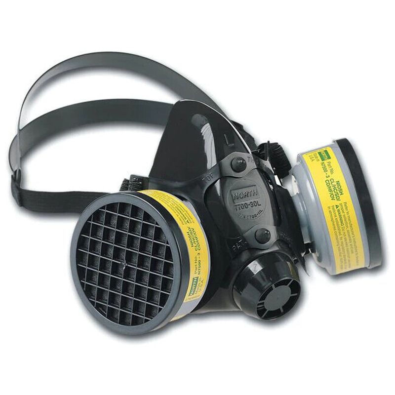 North 7700 Half Face Respirator Mask & 7500-3 Organic Vapor Acid Gas ...
