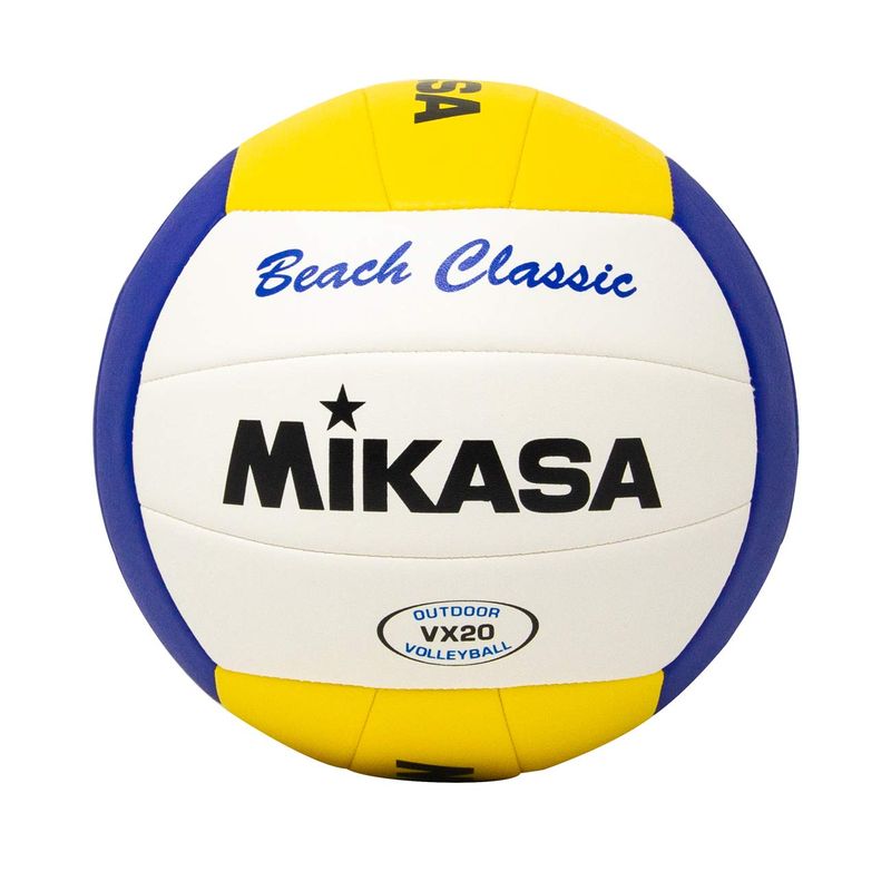 Mikasa VX20 Beach Classic Volleyball White, Official Size, Synthetic Material, 3 Color Panel ...