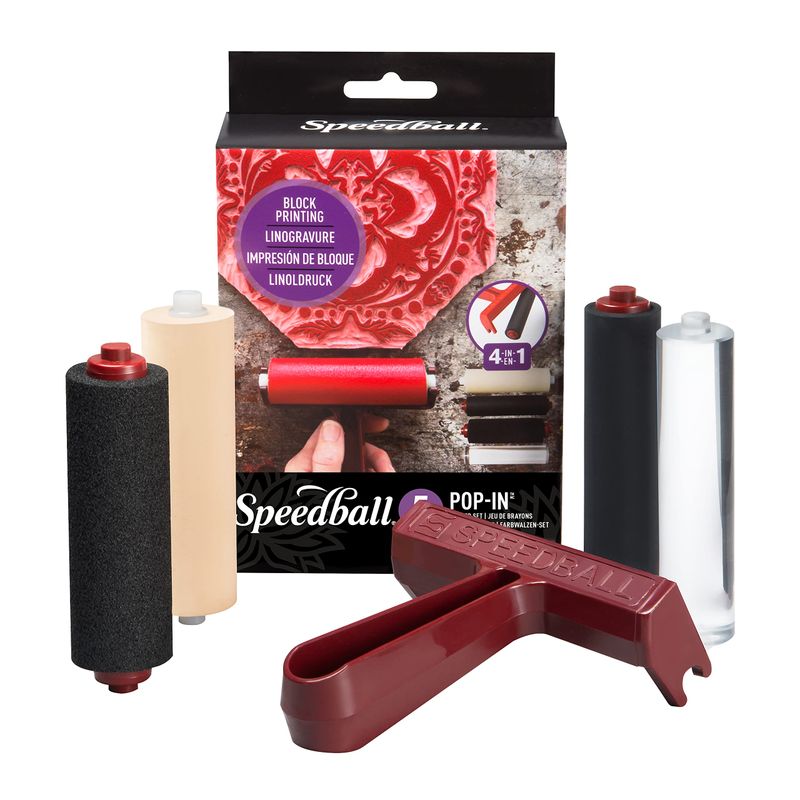 Speedball Pop-in 4" Roller Brayer Kit, Foam, Rubber, Hard Rubber ...