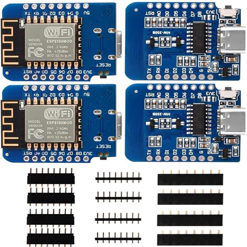 4 x 5v D1 ESP8266 Mini Board NodeMCU WiFi ESP8266-12F CH340G WLAN Type C Module 4MBit Flash ...