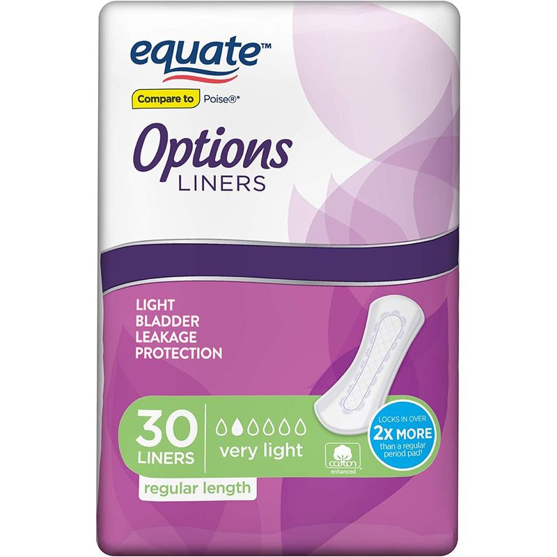 Equate Options Liners Light Bladder Leakage Protection, Regular Length ...