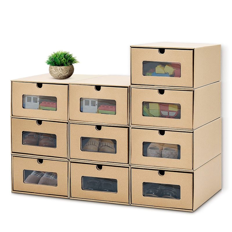 10PCS Cardboard Shoe Box Stackable Storage Box Visual Multi-Purpose ...