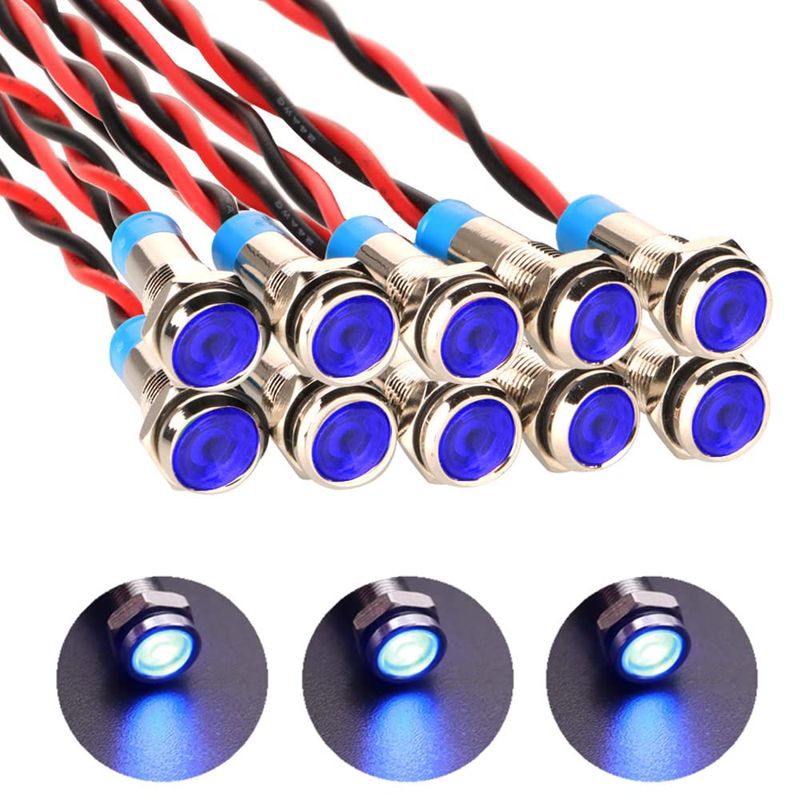 Gebildet 10pcs 6mm 1/4" AC/DC 12-24V LED Metal Indicator Light ...