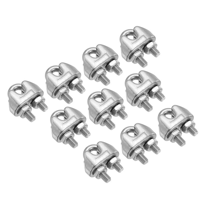 PATIKIL 5/64" / 2mm Wire Rope Cable Clip Clamp, 10Pcs M2 304 Stainless ...