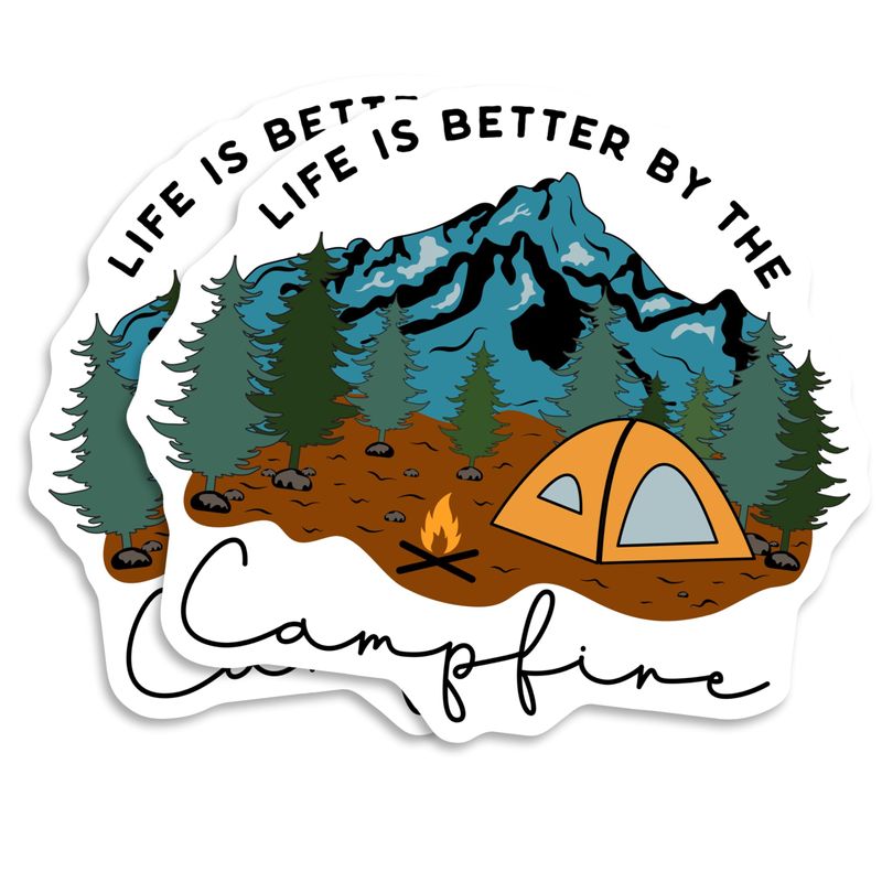 (2 Pack) Campfire Lovers Stickers Sticker - Nature Tent Camping ...