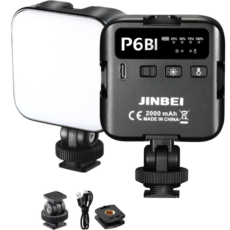 JINBEI P6 Bi-Color Mini Video Light LED Camera Light 2700K-7500K with 4 ...