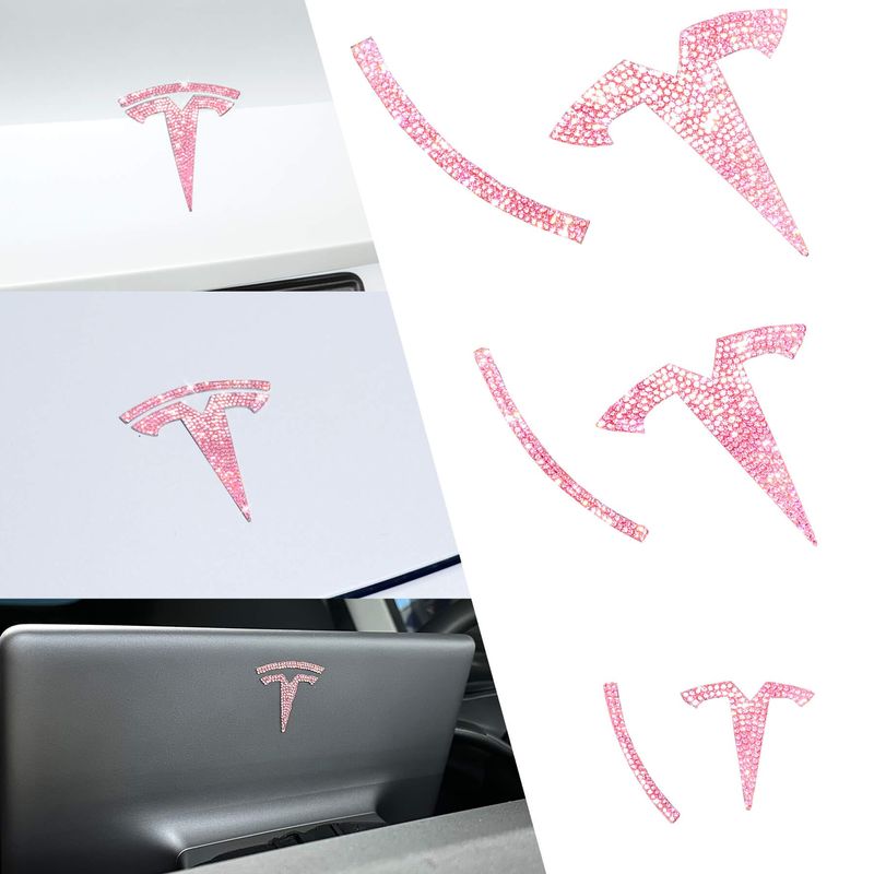 Yeapop Bling Bling Pink Rhinestone Logo Emblems for Tesla Model 3 2017 ...