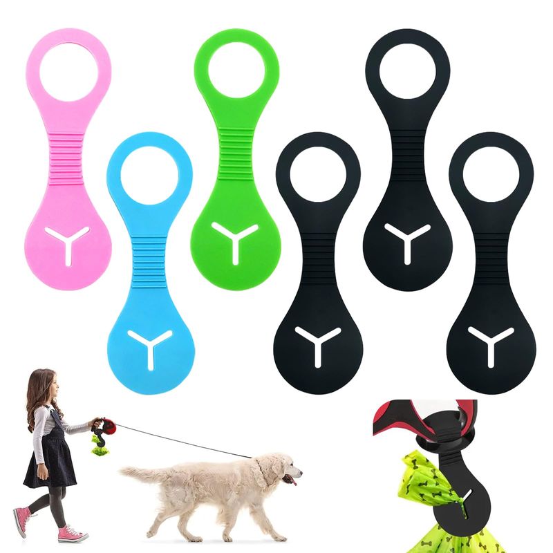 KASESSS 6 Pcs Dog Poop Bag Holder, Hands Free Poo Bag Holder, Silicone ...