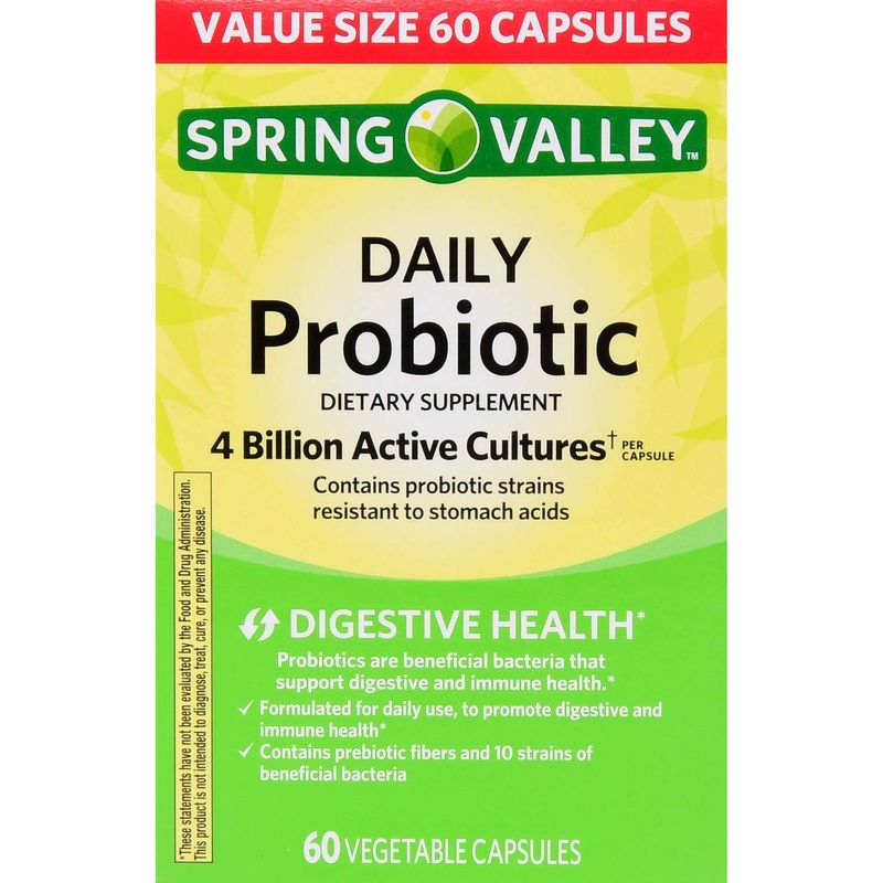Spring Valley Daily Probiotic Vegetable Capsules, 4B CFU, 60 Ct ...