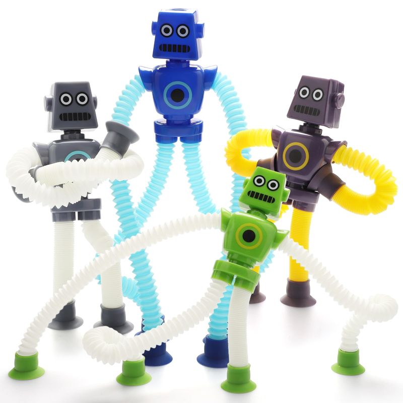 Boxgear 4 Pieces LED Shape Changing Robot Toy, Telescopic Pop Tubes ...