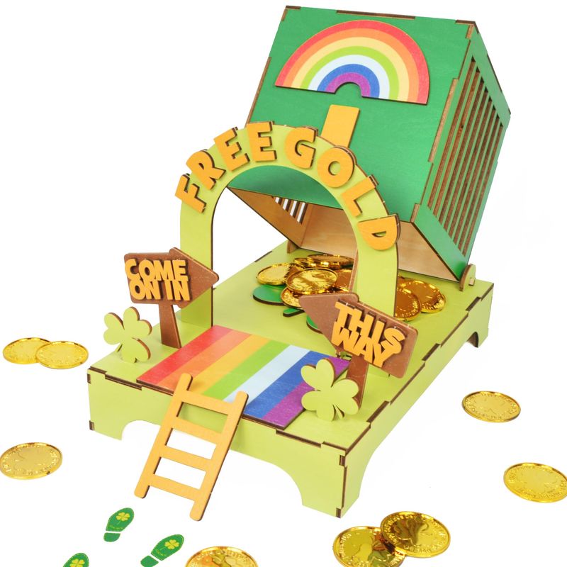 St Patricks Day Wooden Leprechaun Trap Kit for Kids, DIY St Patricks ...