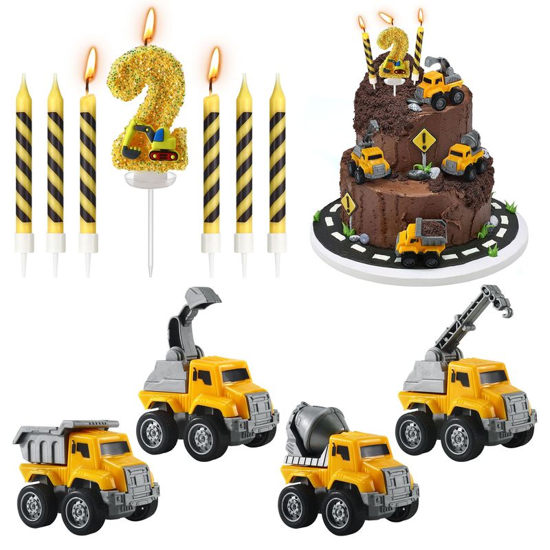 Construction Birthday Candles, 11 Pcs Construction Vehicles Cake ...