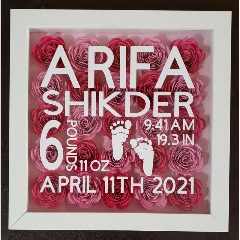 Personalized Baby Birth Facts Shadowbox | Baby Boy | Baby Girl | Paper ...