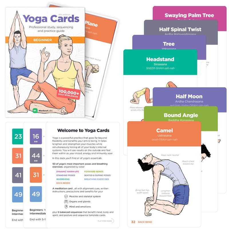 WorkoutLabs YOGA CARDS - Beginners: Professional Visual Study, Class ...