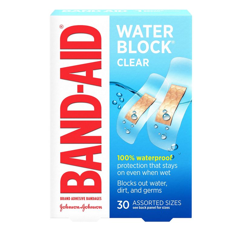 Band-Aid Brand Water Block Clear Waterproof Adhesive Bandages for Wound ...