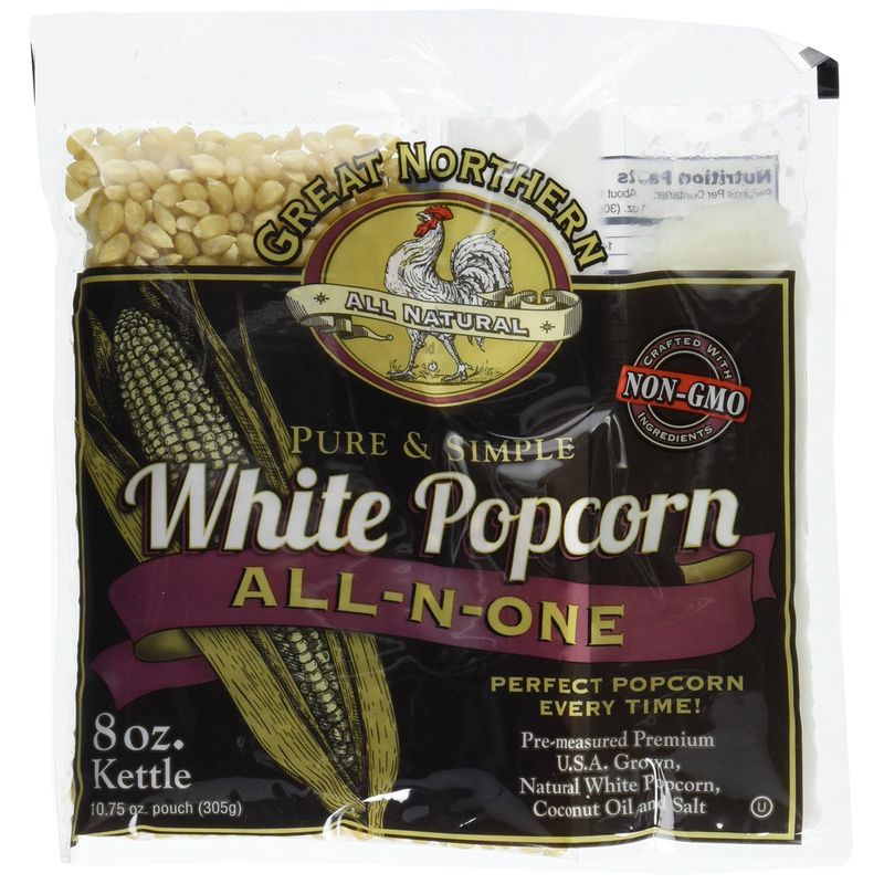 Great Northern Popcorn White Premium Popcorn 8 oz Portion, Pack of 24 ...