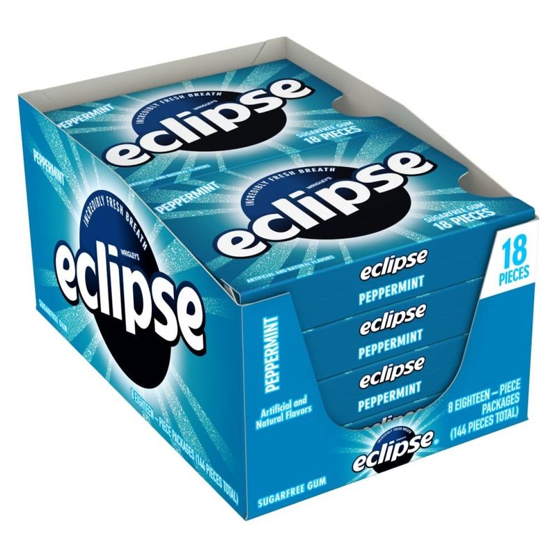 Eclipse Gum Peppermint Sugar Free Chewing Gum, 18 Pieces (8 Packs ...