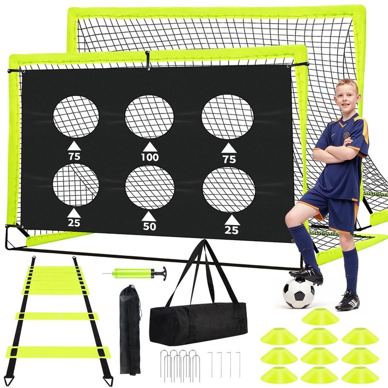 Kids Soccer Goals for Backyard Set of 2-6x4 ft Portable Pop Up Soccer ...