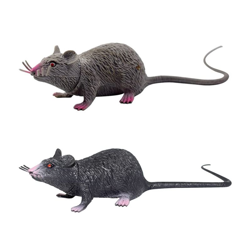 TOYANDONA Halloween Toys Realistic Plastic Rat, 2pcs Fake Prank Scary ...