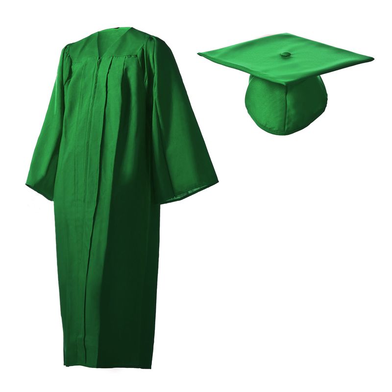 Matte Emerald Green Graduation Cap and Gown Set in Multiple Sizes (54 ...